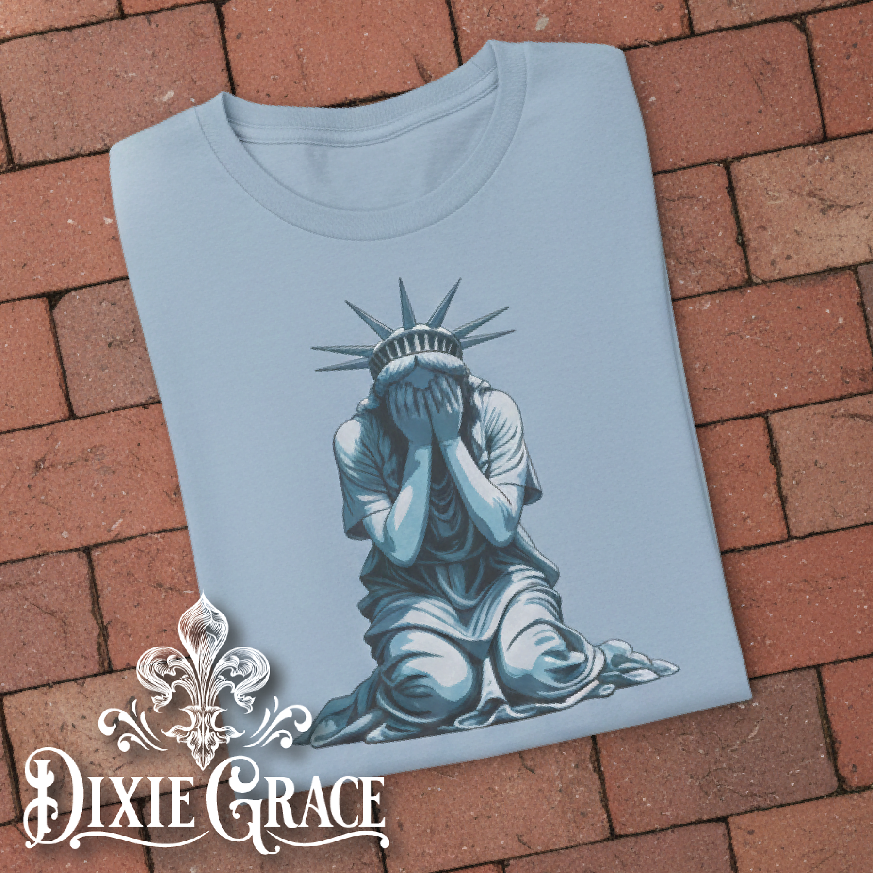 Statue of Liberty Crying - Vintage Denim - Graphic Tee – Dixie Grace ...
